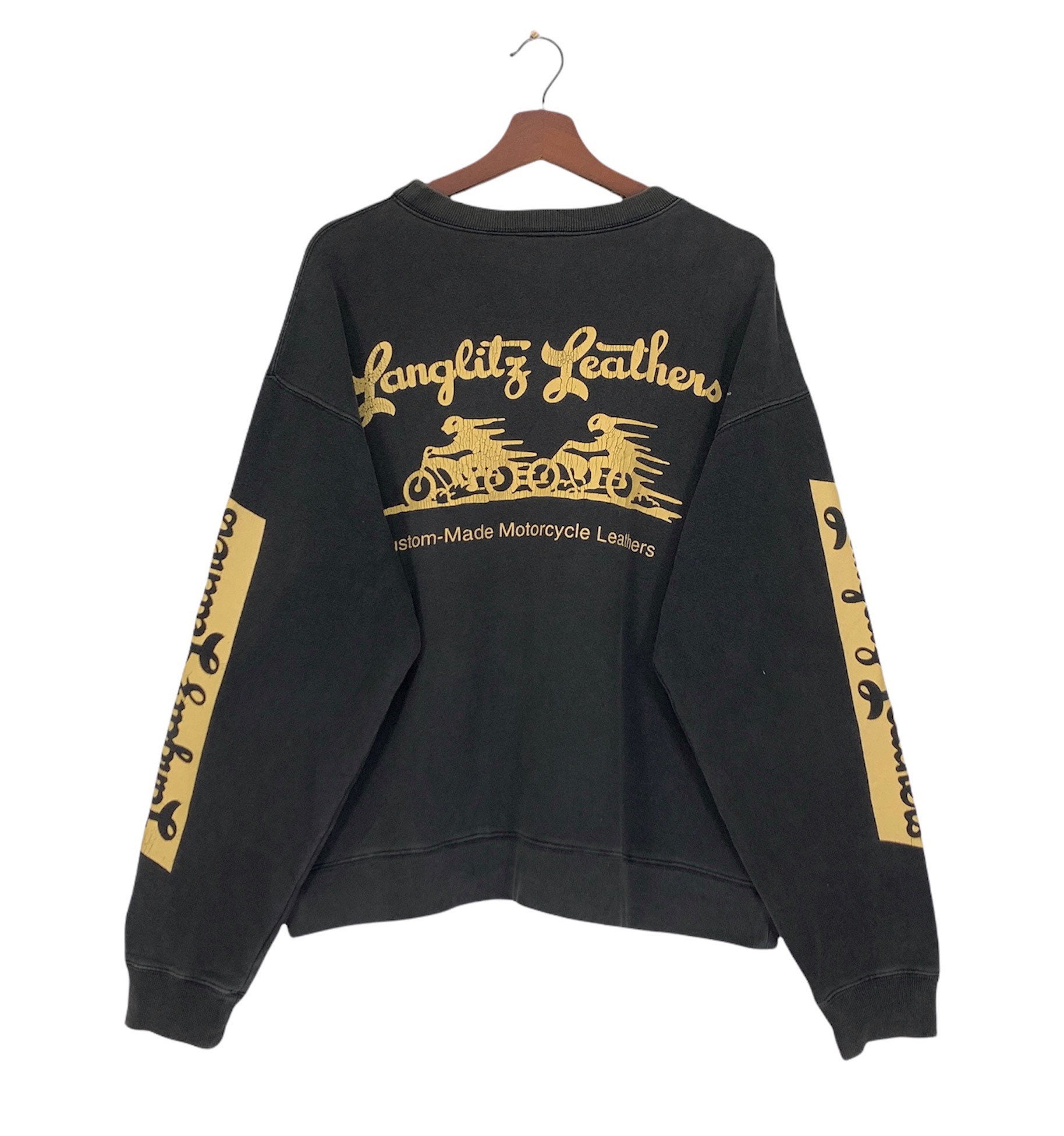 Vintage 1990s LANGLITZ LEATHERS Crewneck Sweatshirt Big Logo - Etsy