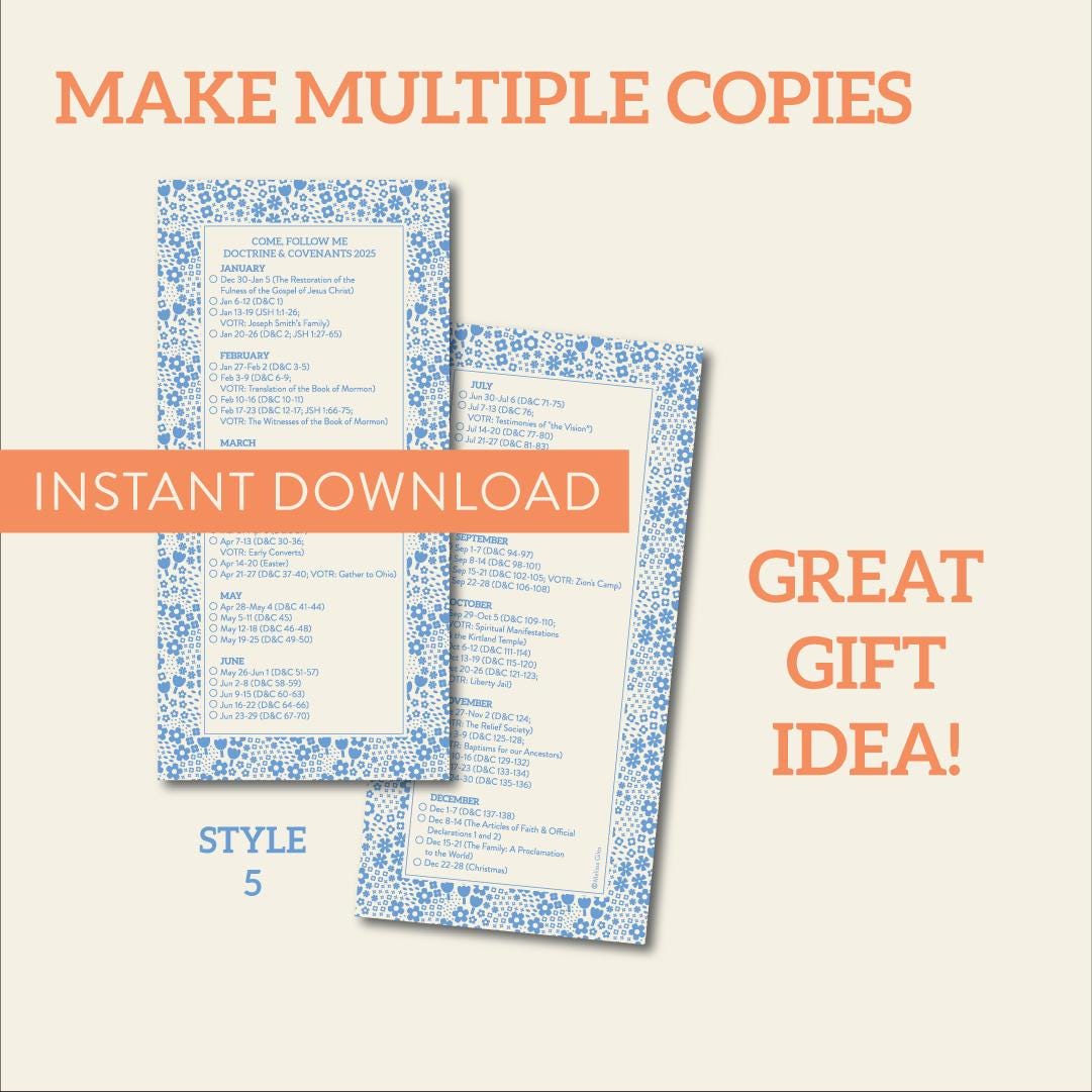 Come Follow Me 2025 Bookmark Reading Schedule Doctrine & Covenants ...