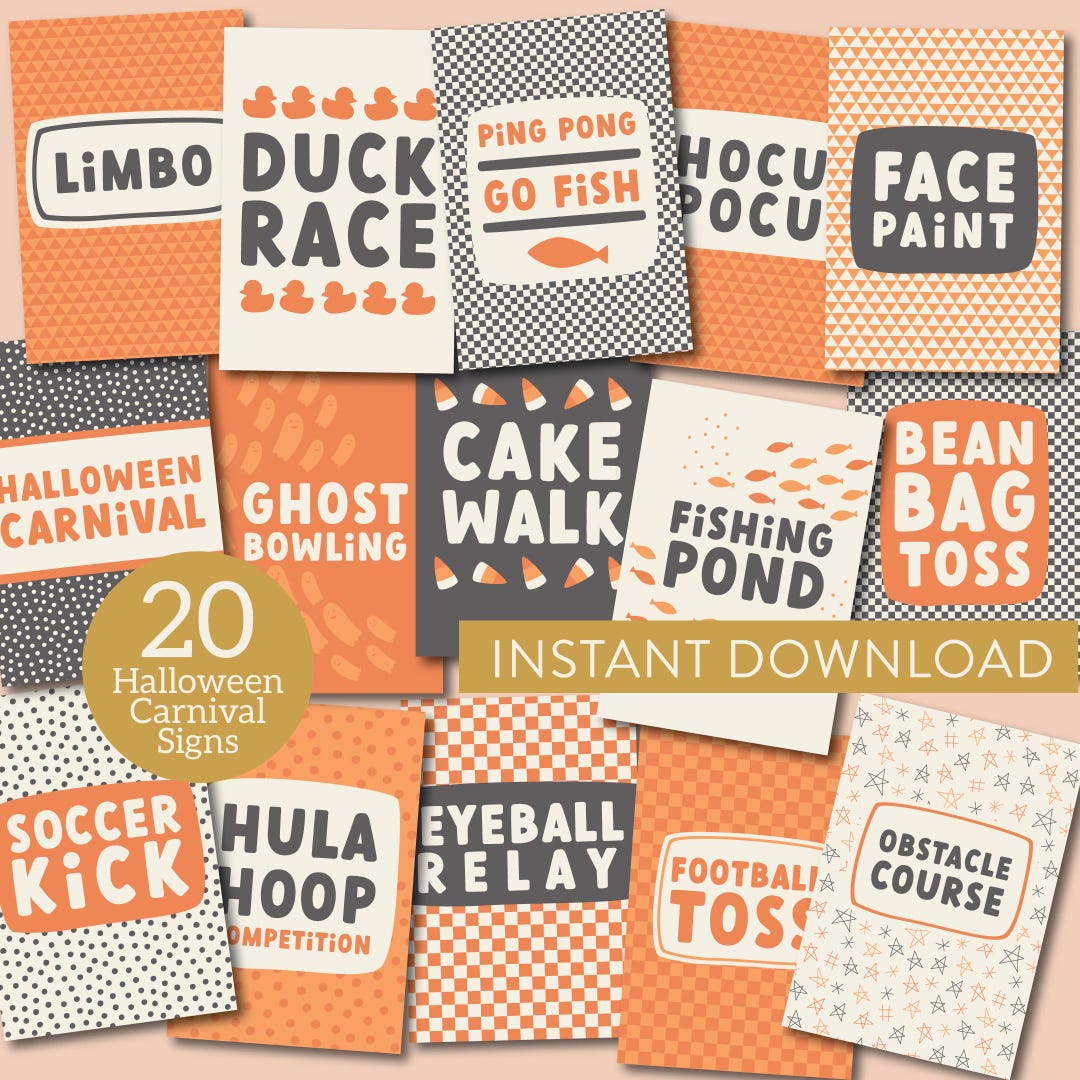 Halloween Carnival Game Signs Instant Download - Etsy
