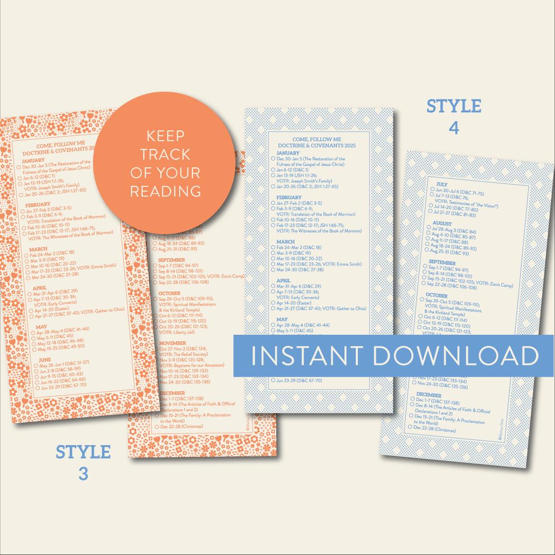 Come Follow Me 2025 Bookmark Reading Schedule Doctrine & Covenants ...