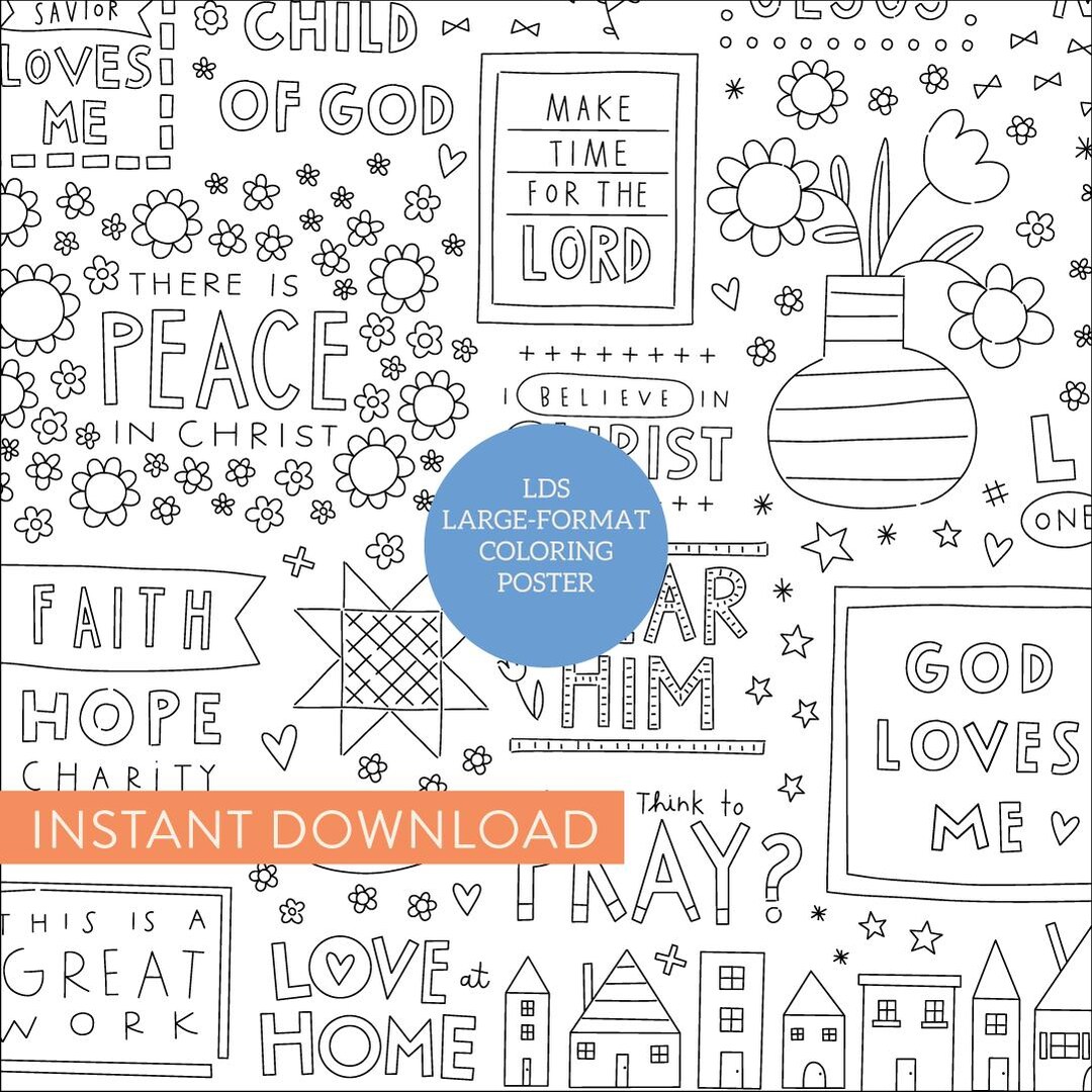 LDS Coloring Page, Digital Download, Printable, Large Format, Jumbo ...