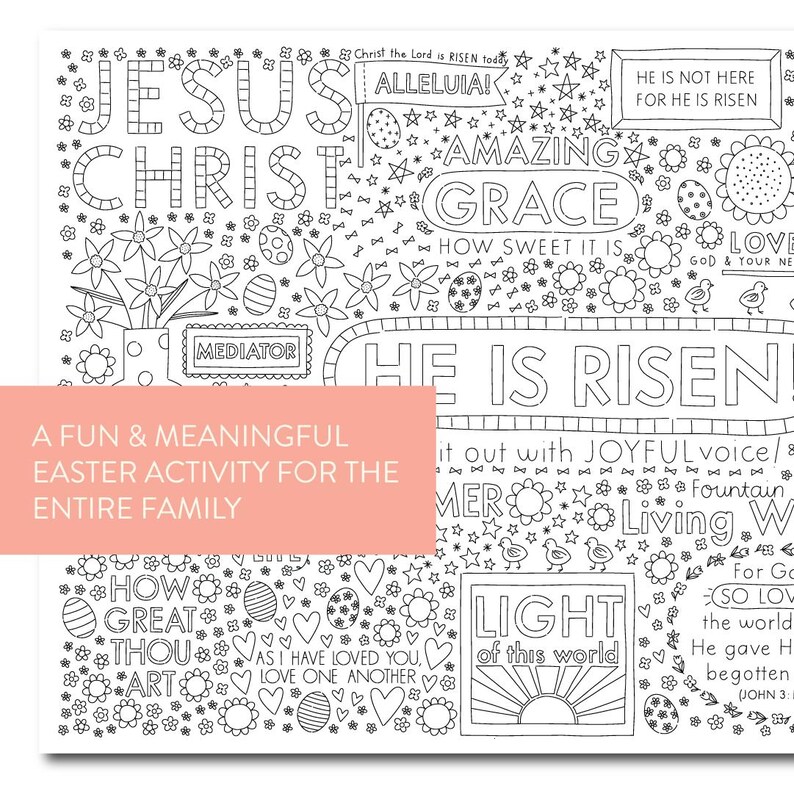 Easter Coloring Poster Printable in Sizes 24”x36" and 13"x19" - Etsy