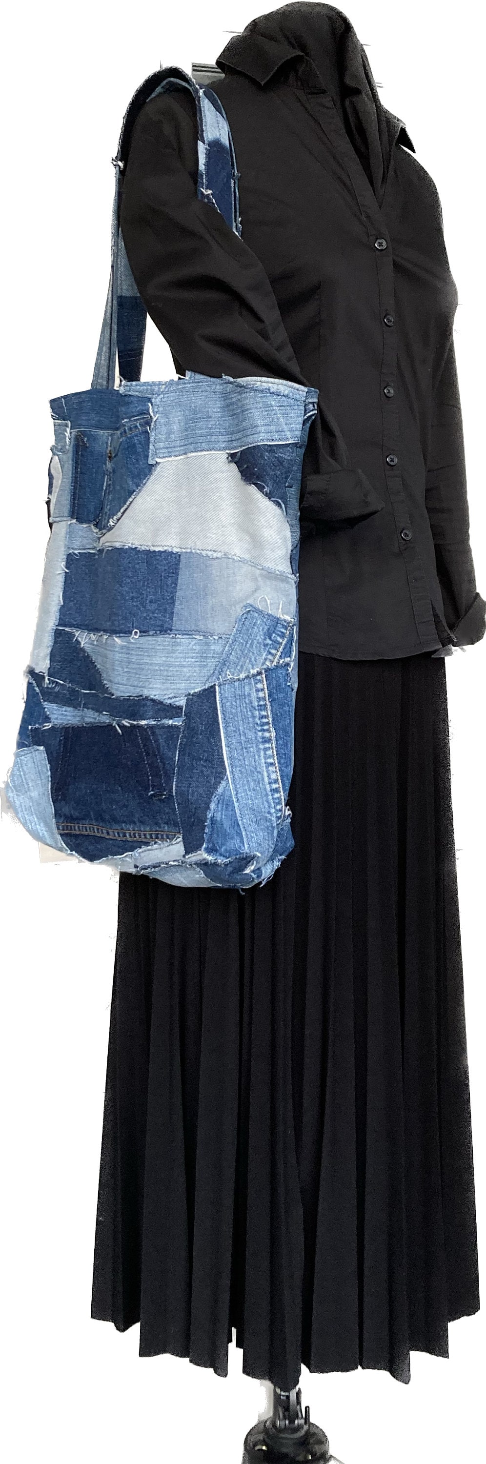 Crazy Quilt Denim Tote Bag. Two in One Bag. Patch Work Tote - Etsy