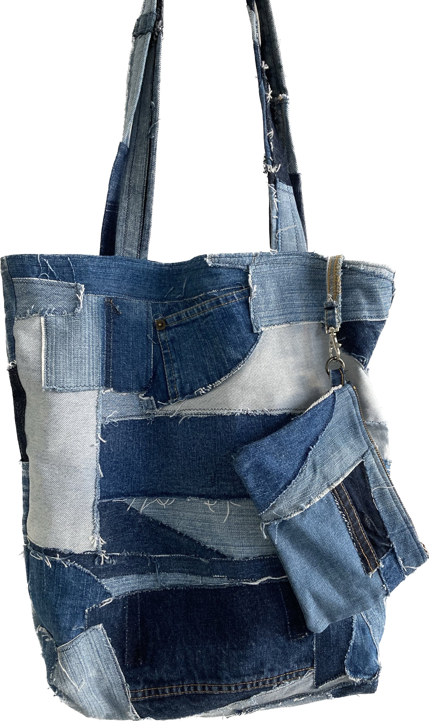 Crazy Quilt Denim Tote Bag. Two in One Bag. Patch Work Tote - Etsy