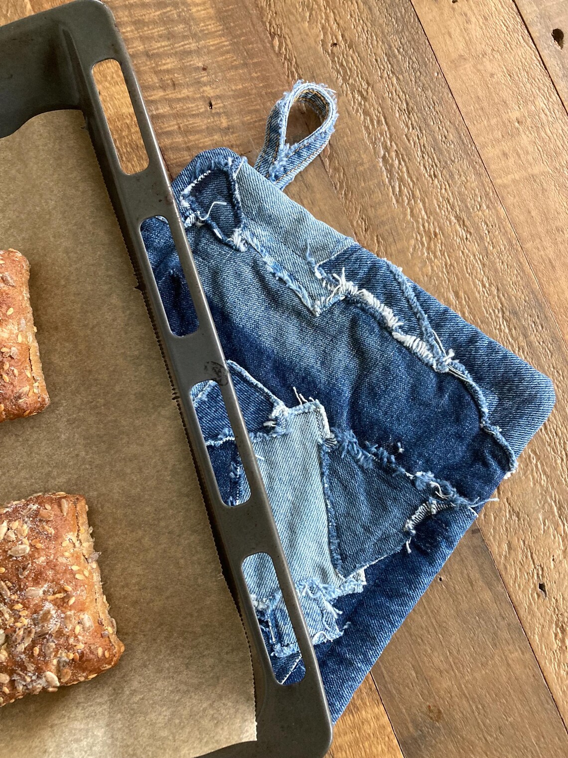 Upcycled Denim Potholders. Oven Mitts. Kettle Holders. - Etsy