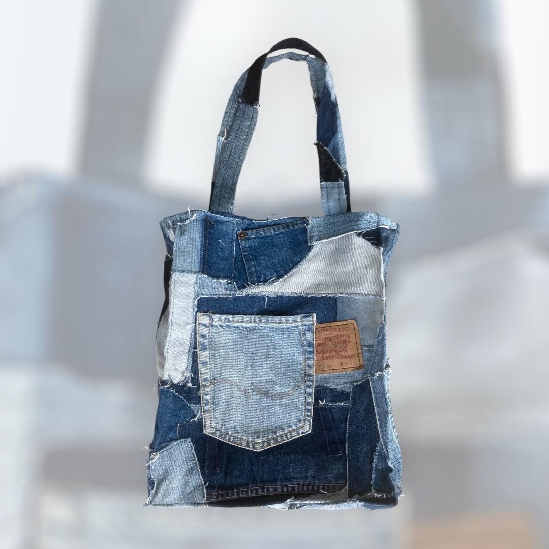 Crazy Quilt Denim Tote Bag. Two in One Bag. Patch Work Tote Bag. - Etsy