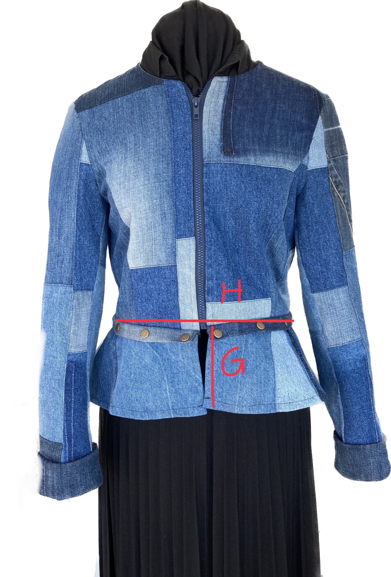 Patch Work Denim Jacket. Upcycled Denim Jacket. Unique Denim Jacket ...