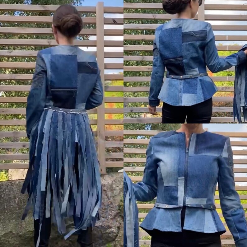 Patch Work Denim Jacket. Upcycled Denim Jacket. Unique Denim Jacket. Two in One Jacket. - Etsy