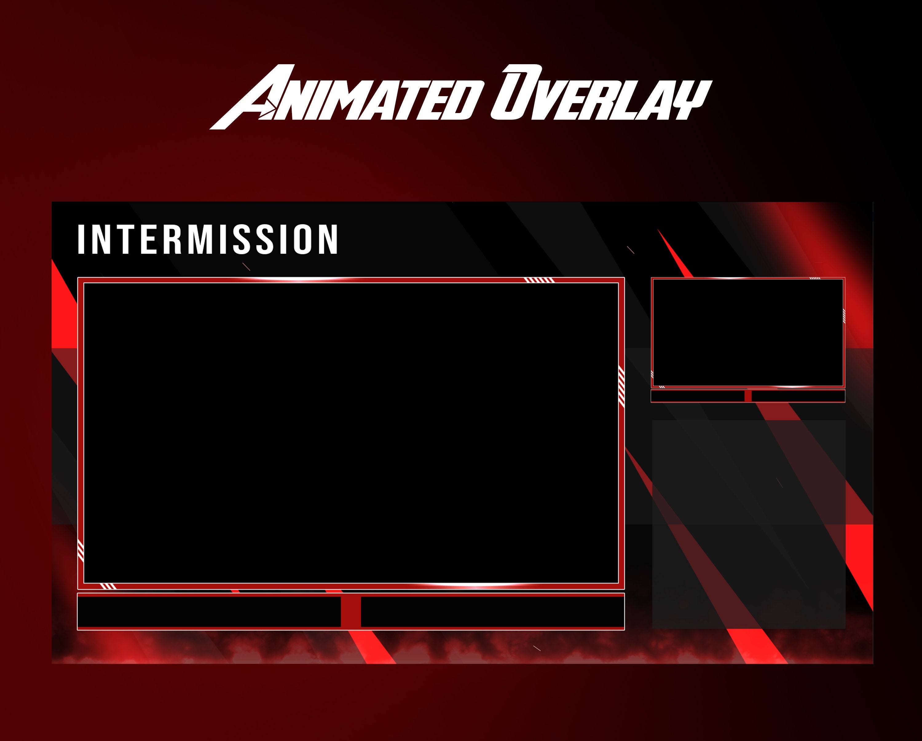 Twitch Animated Overlay Package, Ready to Use red Line Black Simple ...