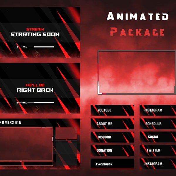Red Black Twitch Overlay - Etsy
