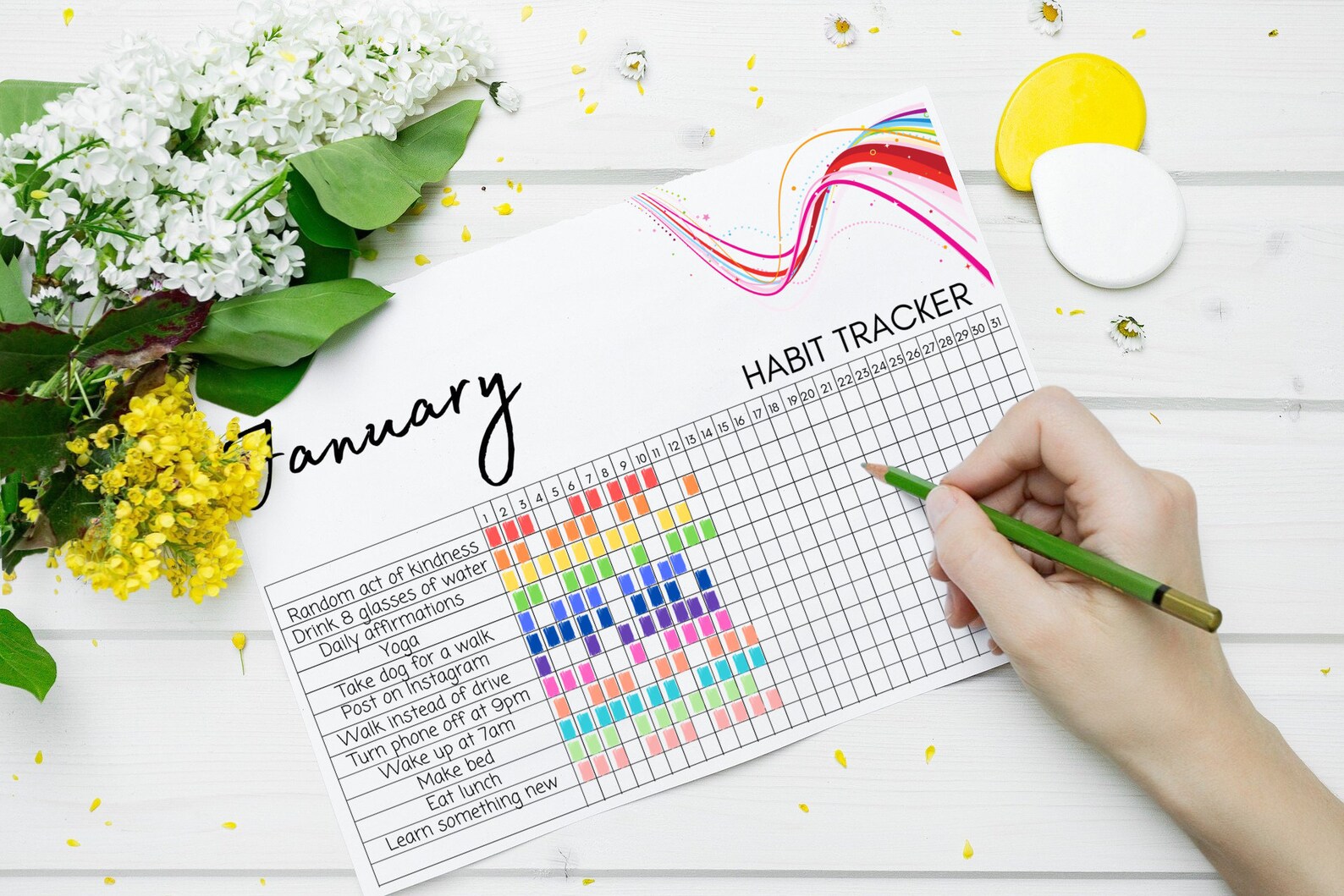 Cute Habit Tracker Rainbow Habit Tracker Printable PDF | Etsy