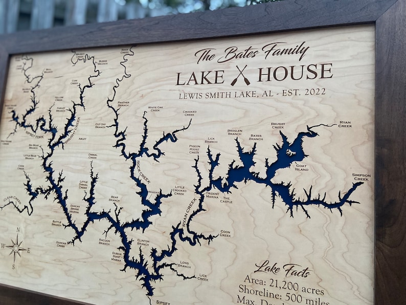 Smith Lake AL Custom Lake House Decor Lake Map Sign - Etsy