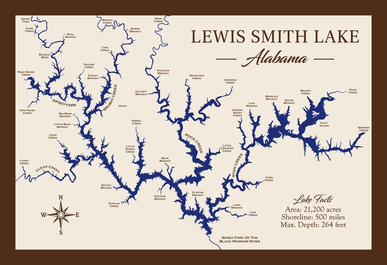 Smith Lake AL Custom Lake House Decor Lake Map Sign - Etsy