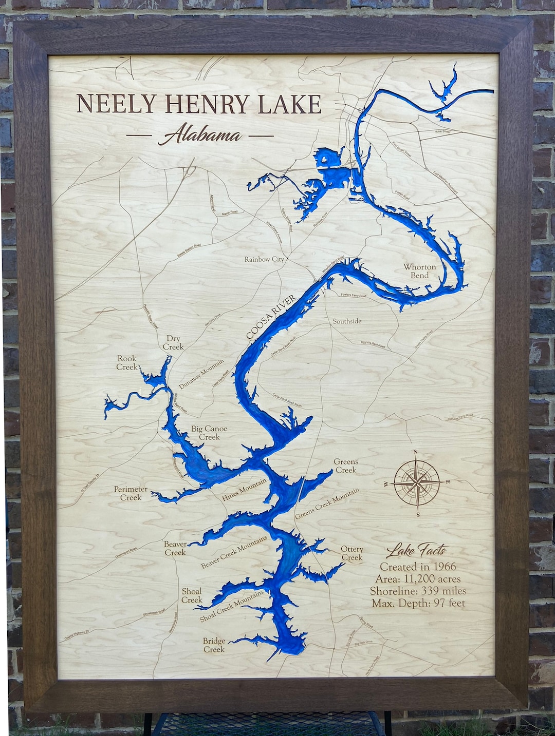 Neely Henry AL, Custom Lake Map, Resin Art Map - Lake House Decor; Lake ...