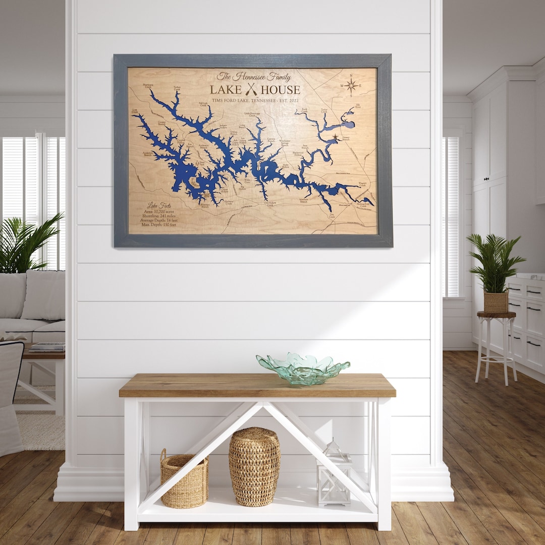 TIMS FORD LAKE Custom Lake House Decor, Lake Map, Sign, Personalized ...