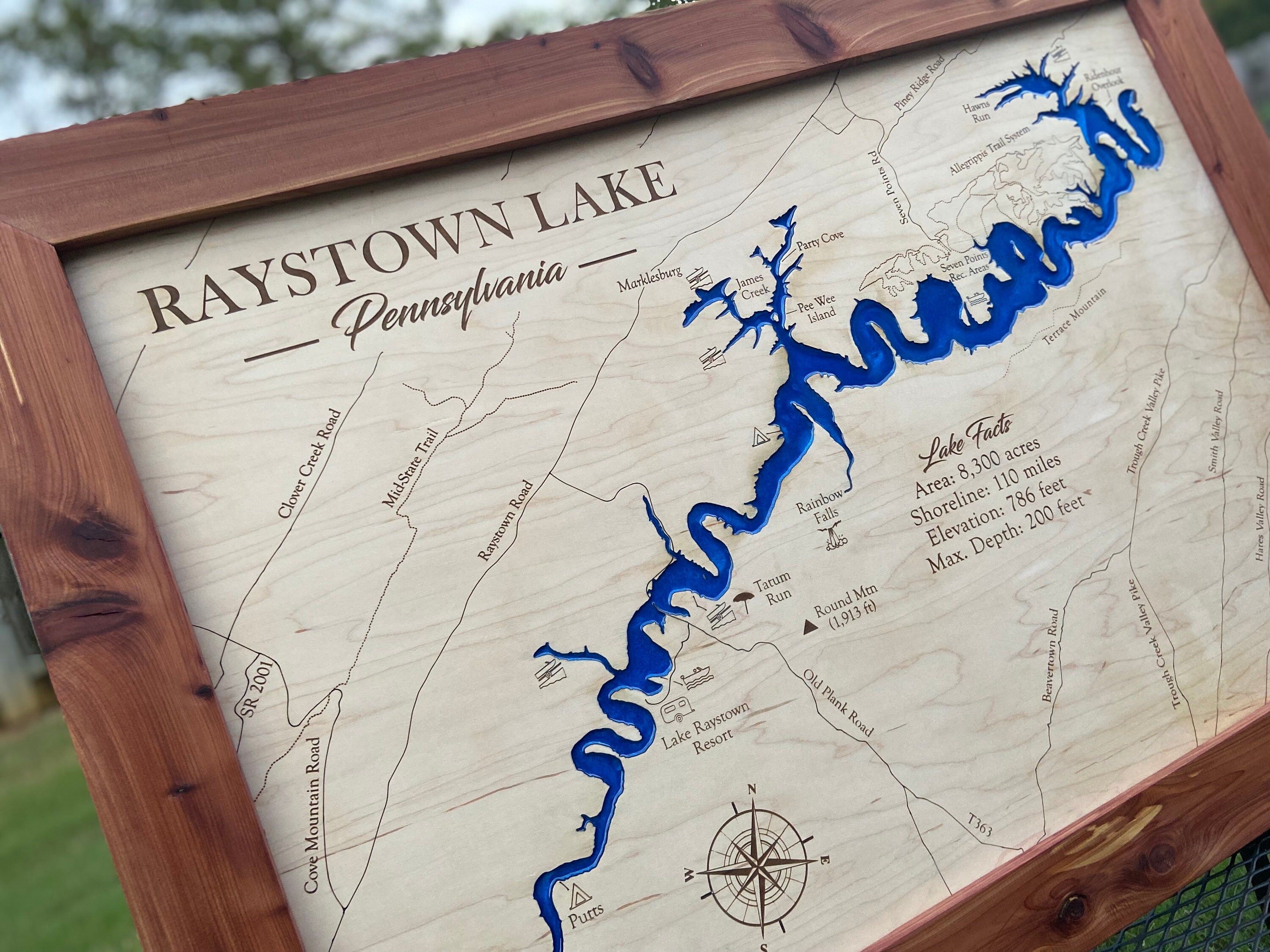Raystown Lake PA Custom Lake Map Lake House Decor Resin | Etsy