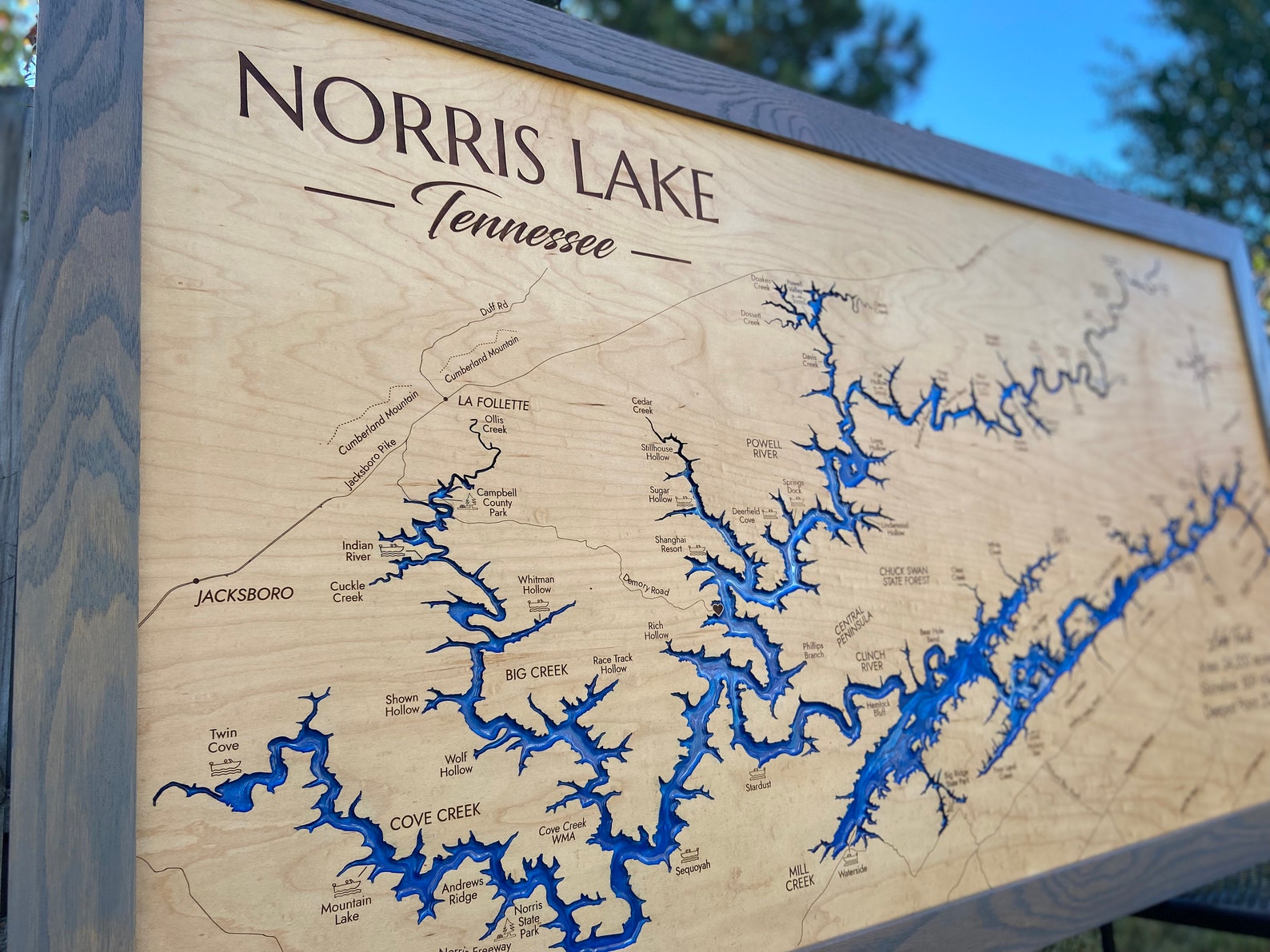 Norris Lake, TN, Resin Art Lake Map Custom Lake Map, Lake House Decor ...