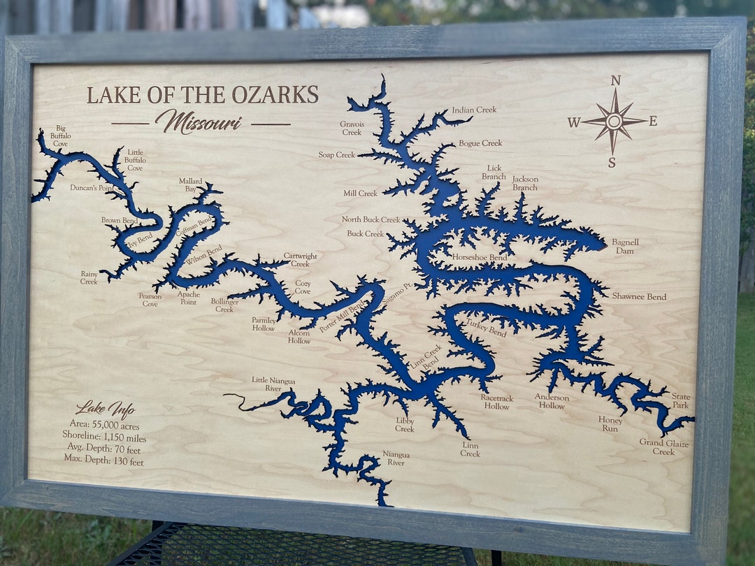 Lake of the Ozarks (completed) Custom Lake House Decor, Lake Map, Sign ...