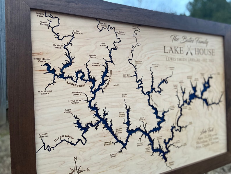 Smith Lake AL Custom Lake House Decor Lake Map Sign - Etsy