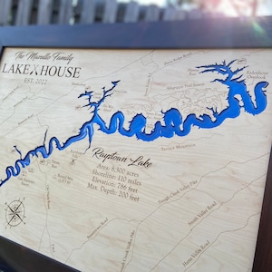 Raystown Lake, PA, Custom Lake Map, Lake House Decor; Resin Art Lake ...
