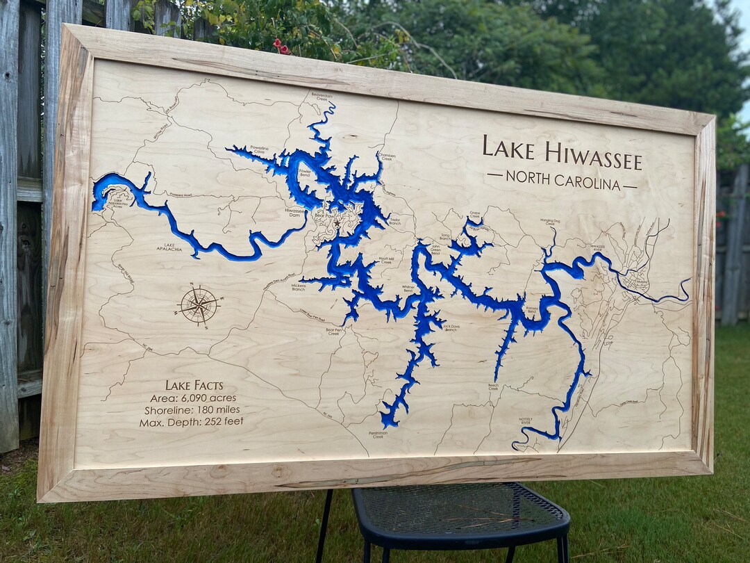 Lake Hiwassee NC Custom Lake Map, Resin Art Map Lake House Decor Lake ...