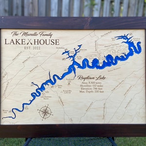 Raystown Lake, PA, Custom Lake Map, Lake House Decor; Resin Art Lake ...