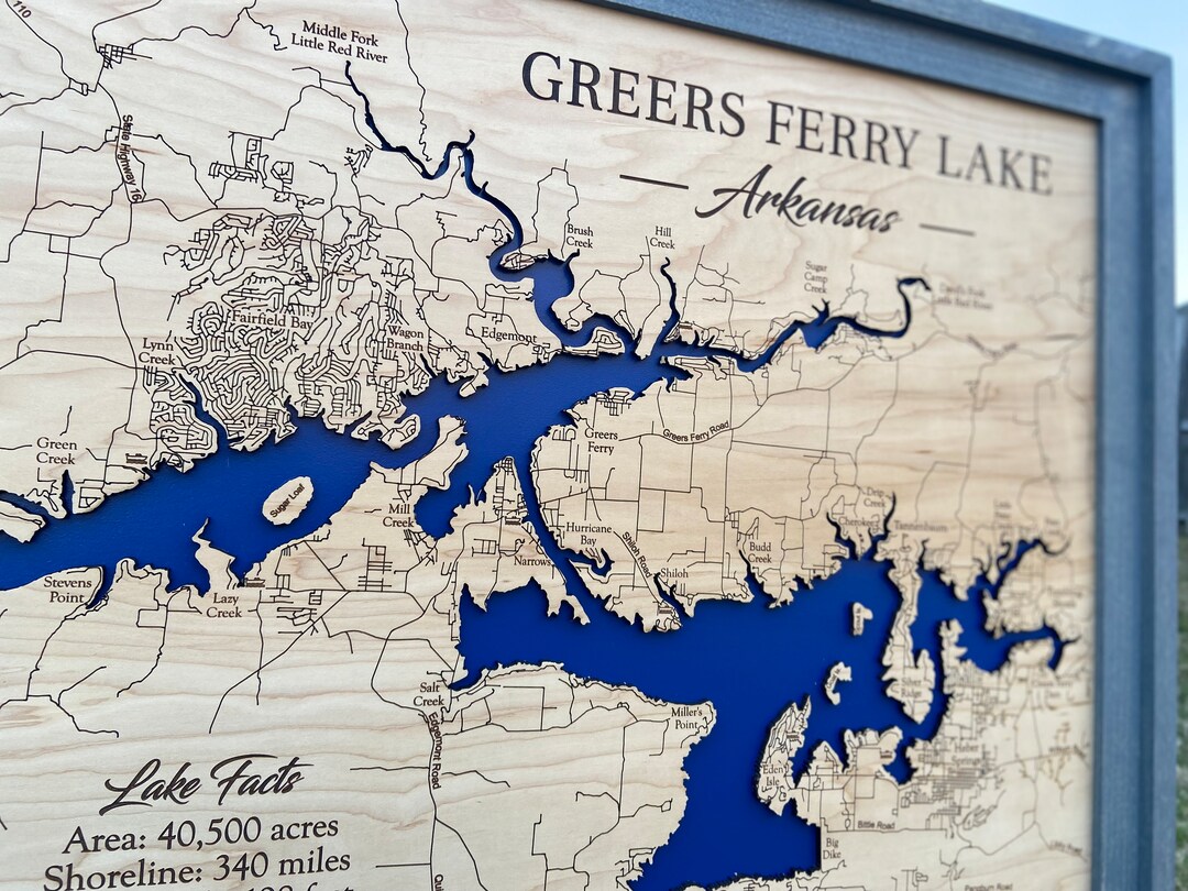 Greers Ferry Lake AR -- Lake House Decor, Lake Map, Sign, Personalized ...