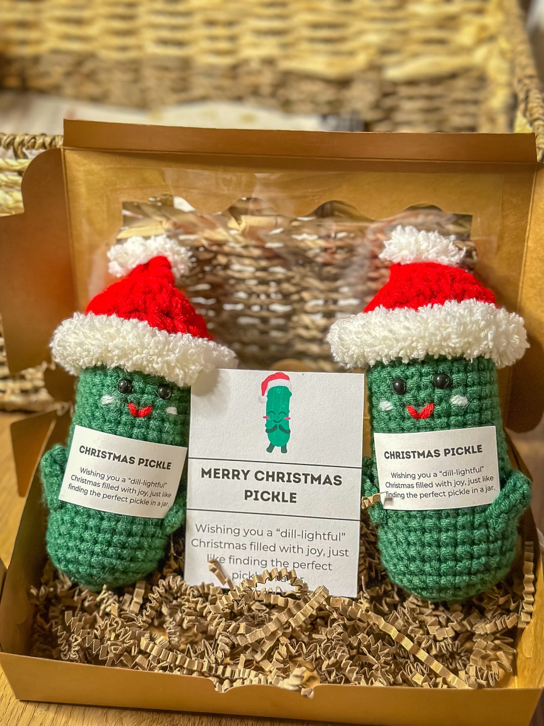 3PCS Emotional Support Pickle, Positive Affirmation Card, Christmas Hat ...