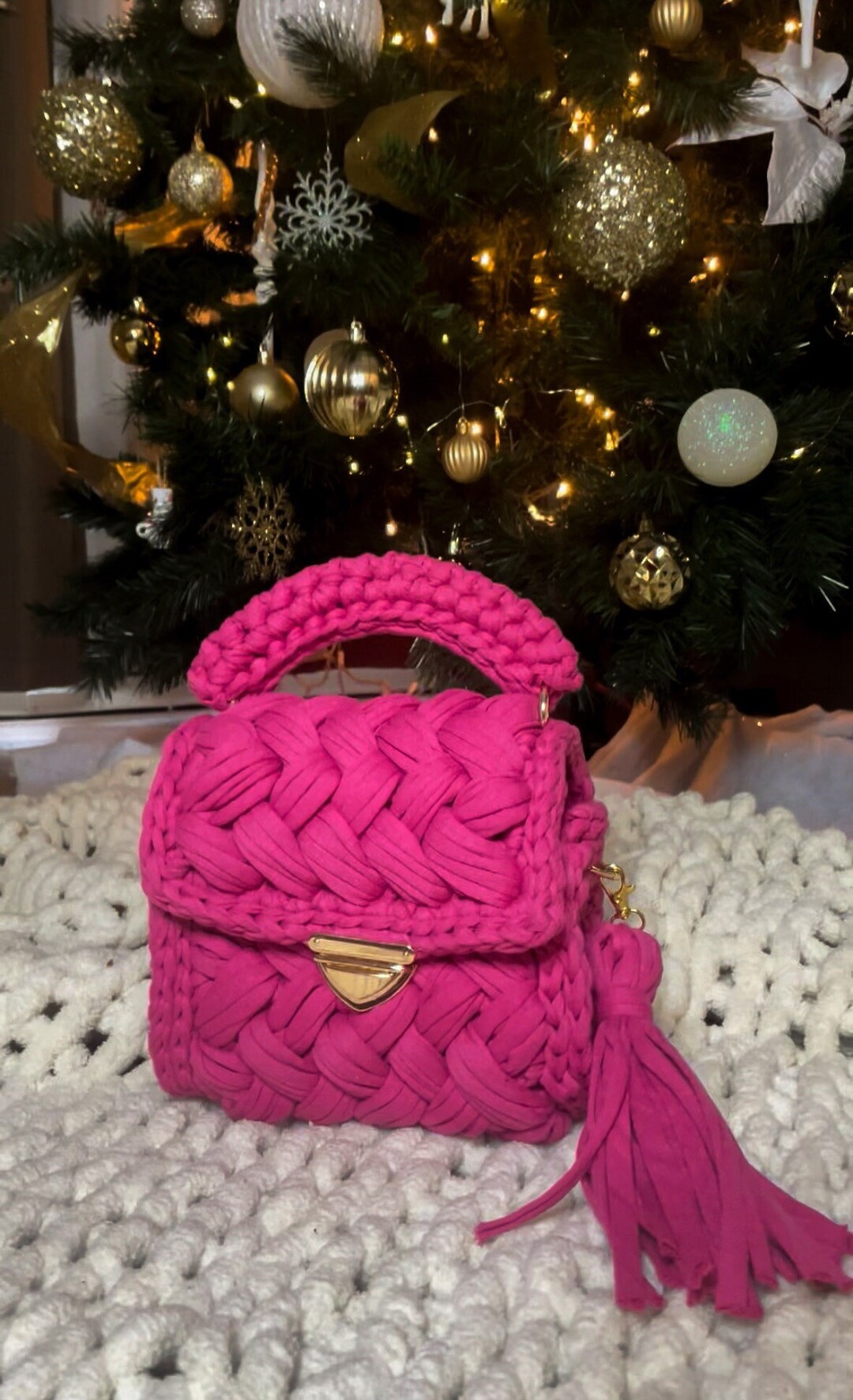 Handmade Bag , Crochet Bag , Crochet Puff Bag , Capri Bag , Hand ...