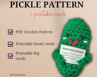 Crochet Pattern Printable Affirmation Cards, Emotional Support Pickle ...