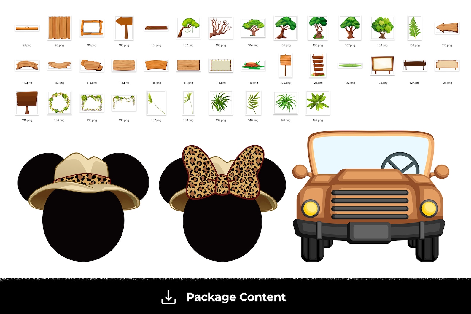 Safari Mickey Mouse cliparts PNG Mickey Safari Mickey | Etsy