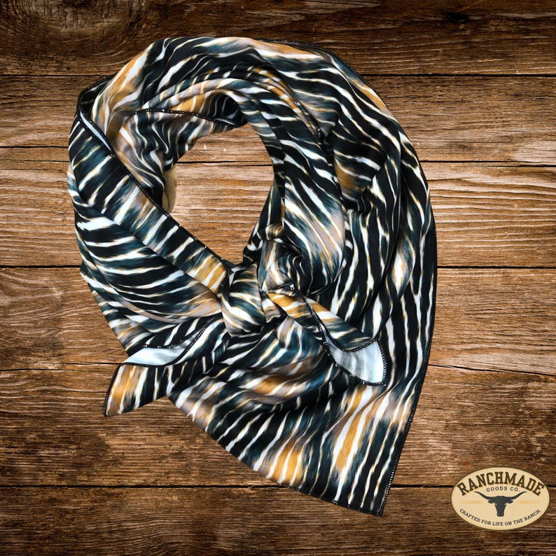 Linepatterns Greenzebra Satin Wild Rag: Western Cowboy Neckerchief Men ...