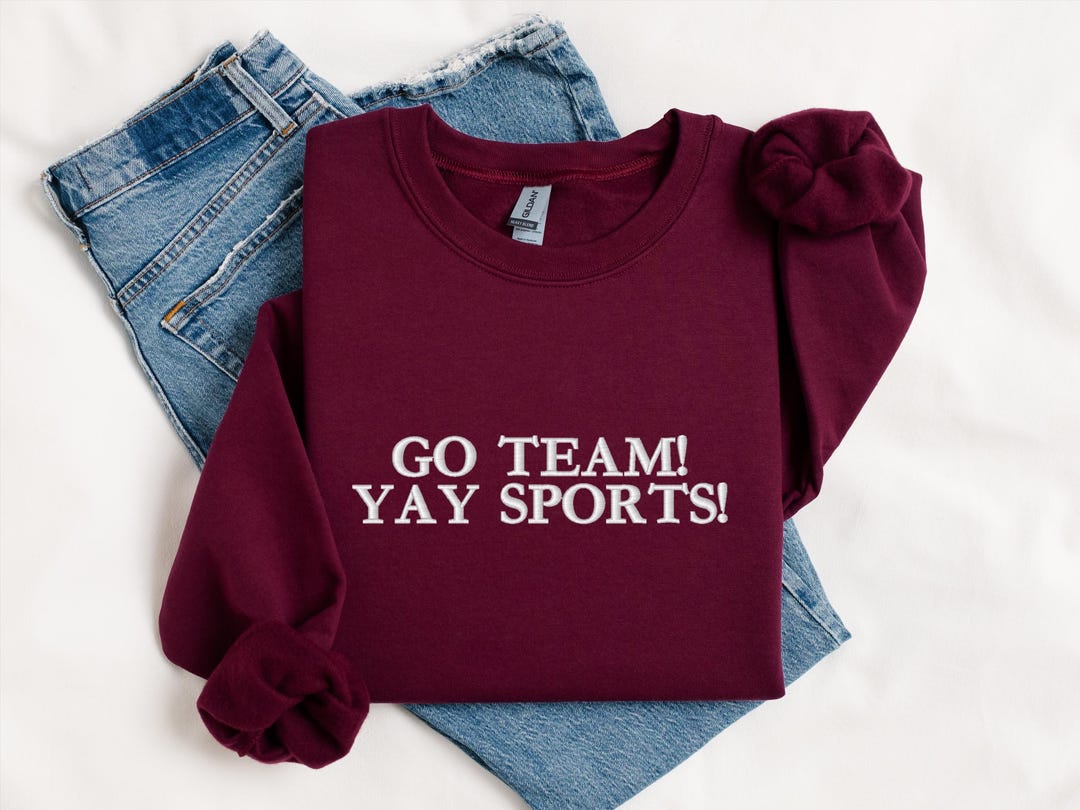 Custom Embroidered Crewneck Sweatshirt | Go Team Yay Sports Design - Etsy