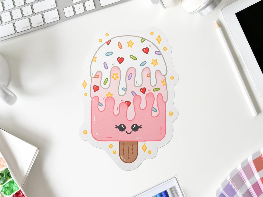 Pink Sprinkle Popsicle Glossy Sticker | Treat, Planner Decor - Etsy