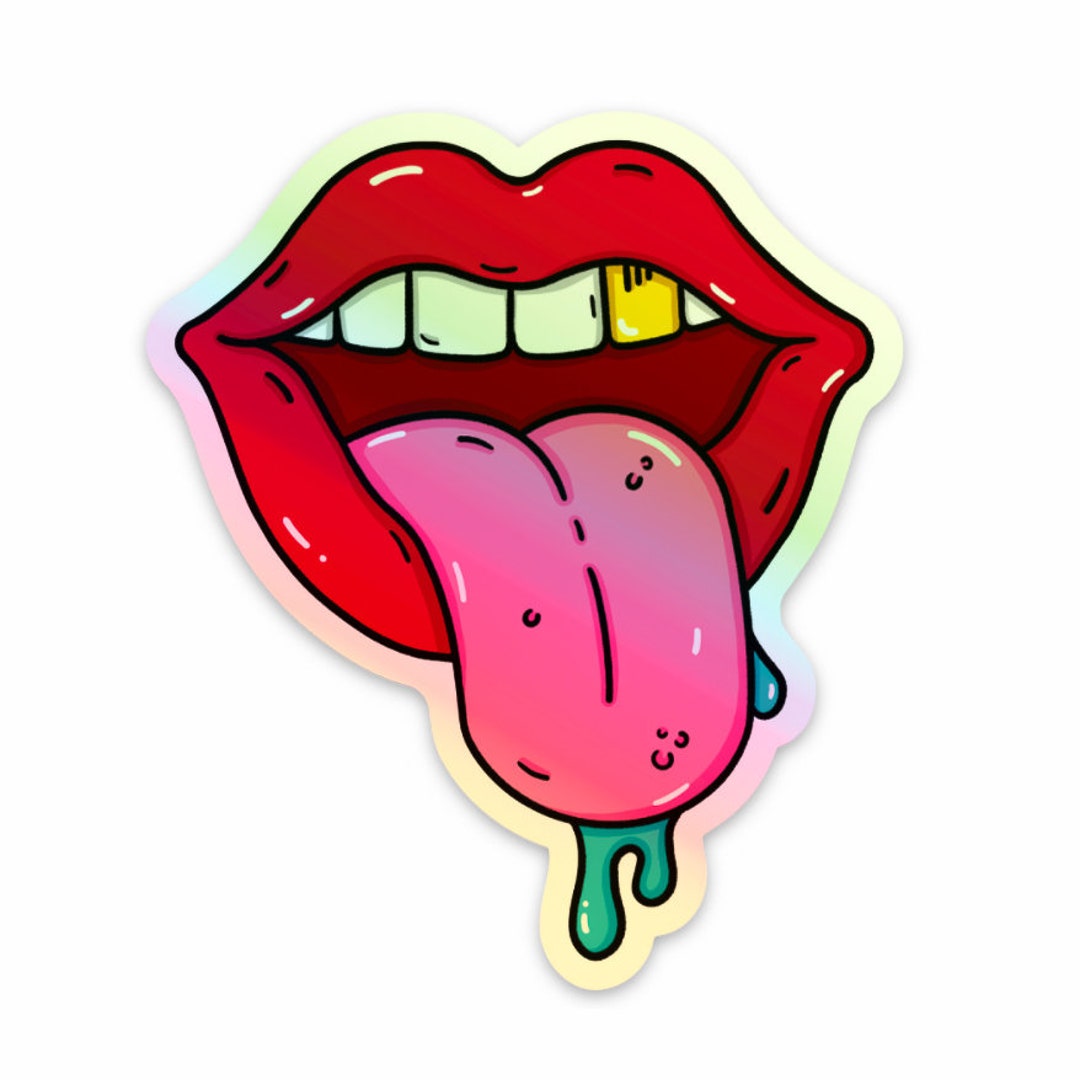 Holographic Rolling Stones Tongue Sticker - Weatherproof Vinyl Decal - Etsy