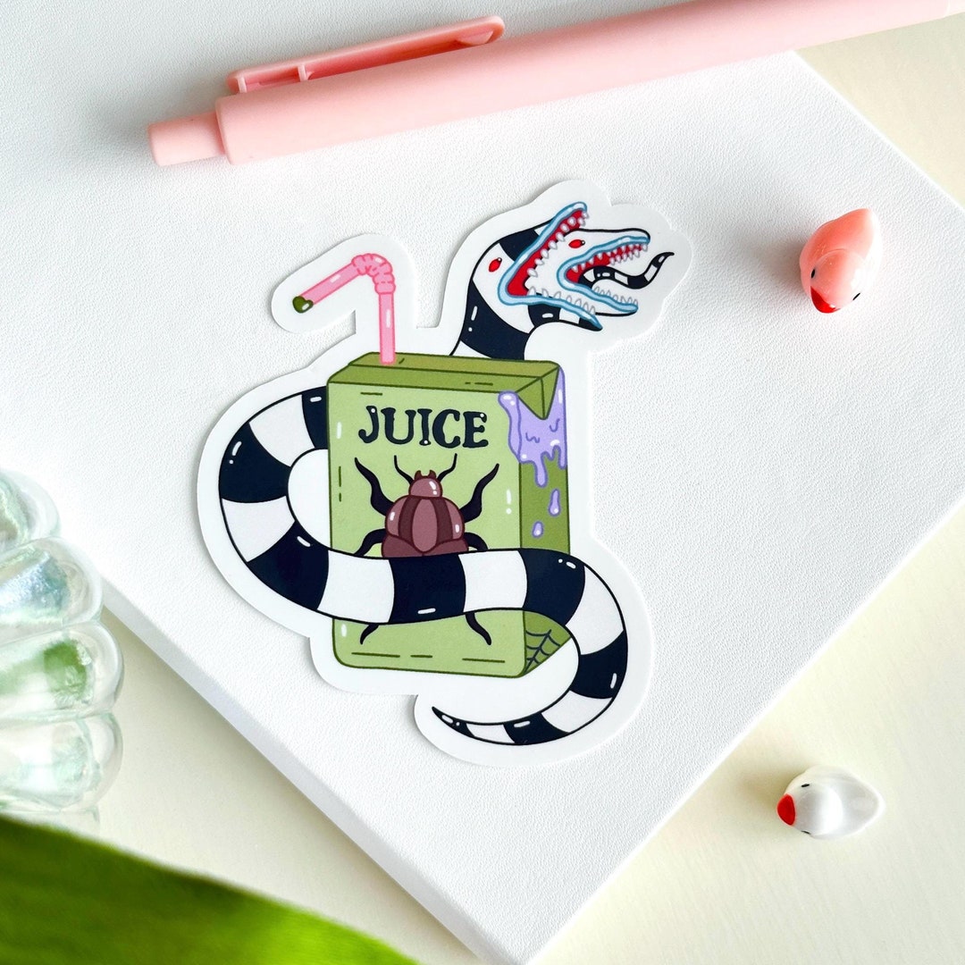 Cute Beetlejuice Sandworm Juice Box Glossy Sticker - Etsy