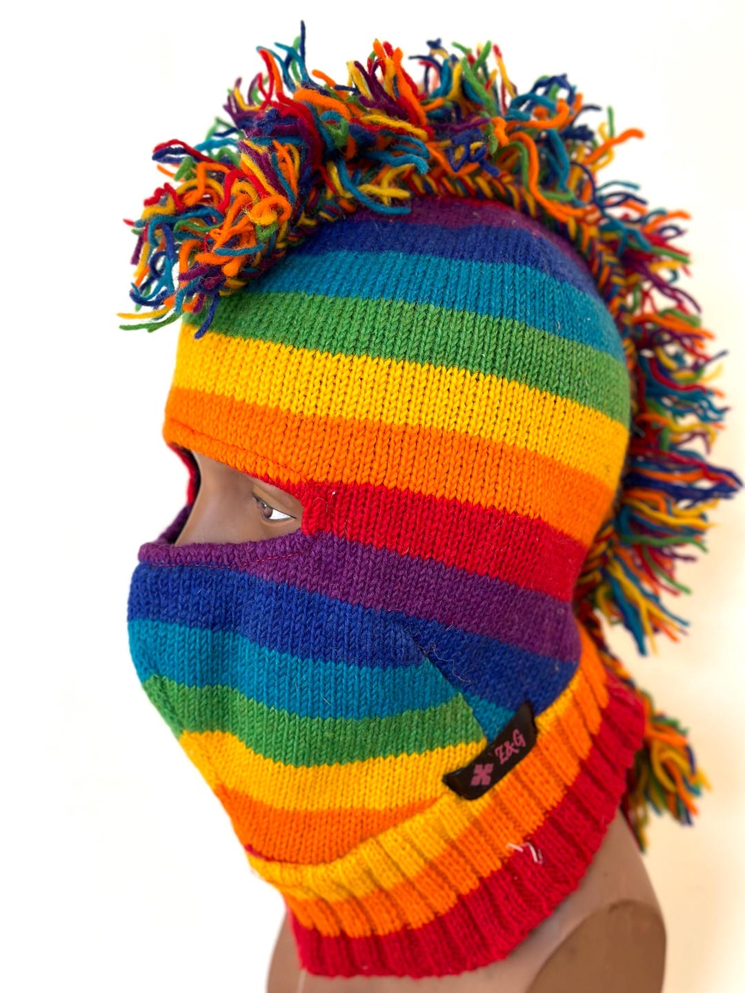 Mohawk Rainbow Pride Hat Handmade High Quality Himalayan Wool, Fleece ...