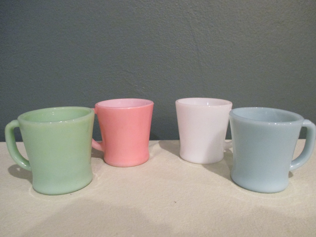 Vintage Set of 4 Multicolored Fire King Mugs - Etsy