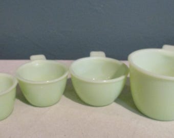Vintage Jadeite Nesting Measuring Cups Set of 4 Jeannette Jadite Tab ...