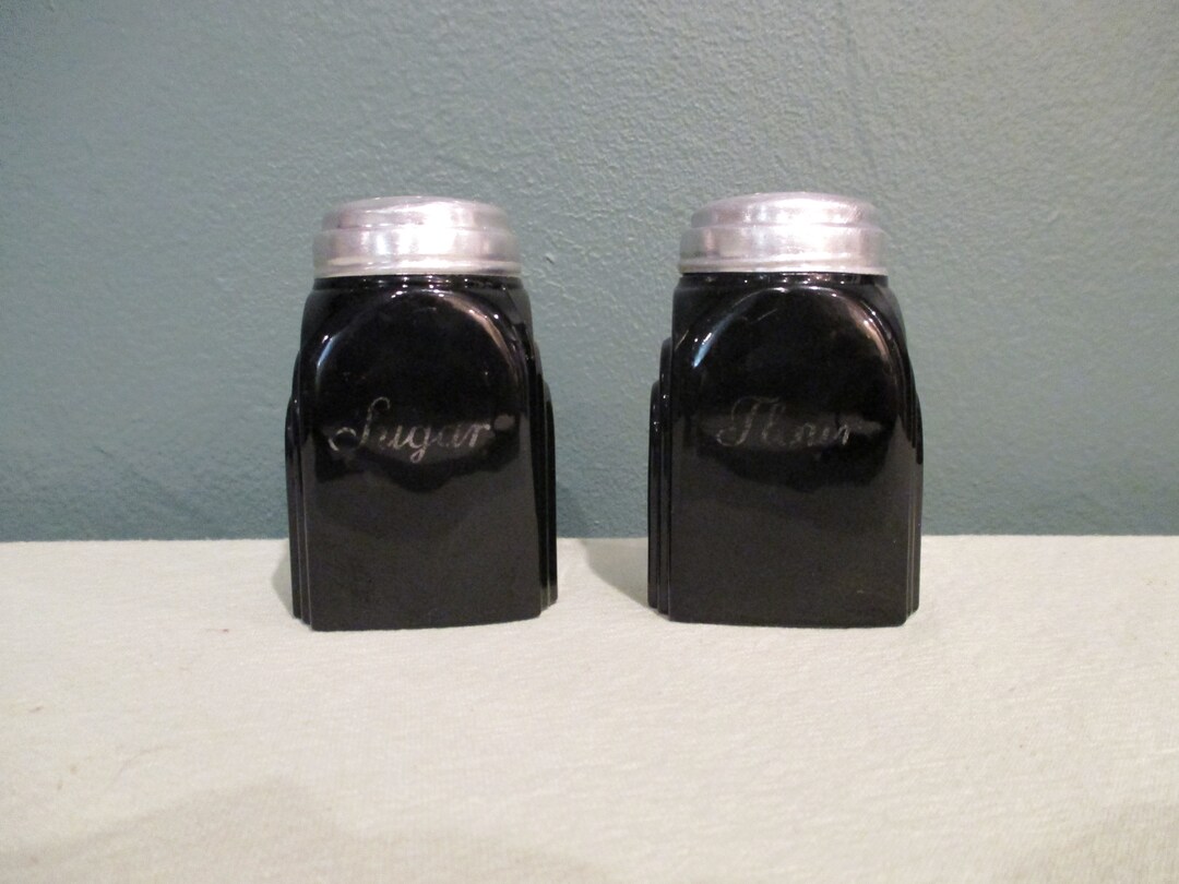 Vintage Mckee Black Small Roman Arch Sugar & Flour Shaker Set - Etsy