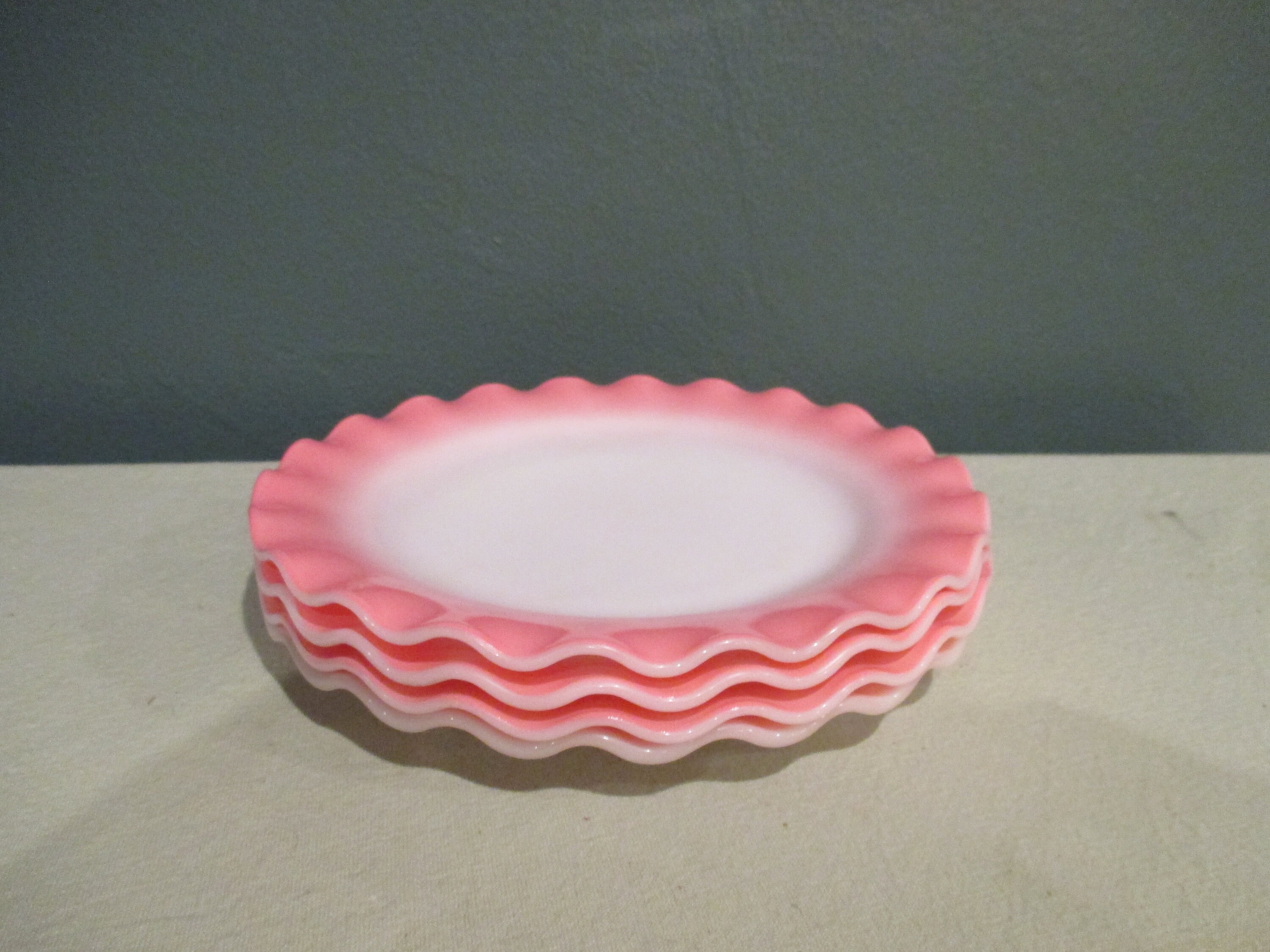 Vintage Hazel Atlas Pink Crinoline 4 Piece Dinner Plate Set - Etsy