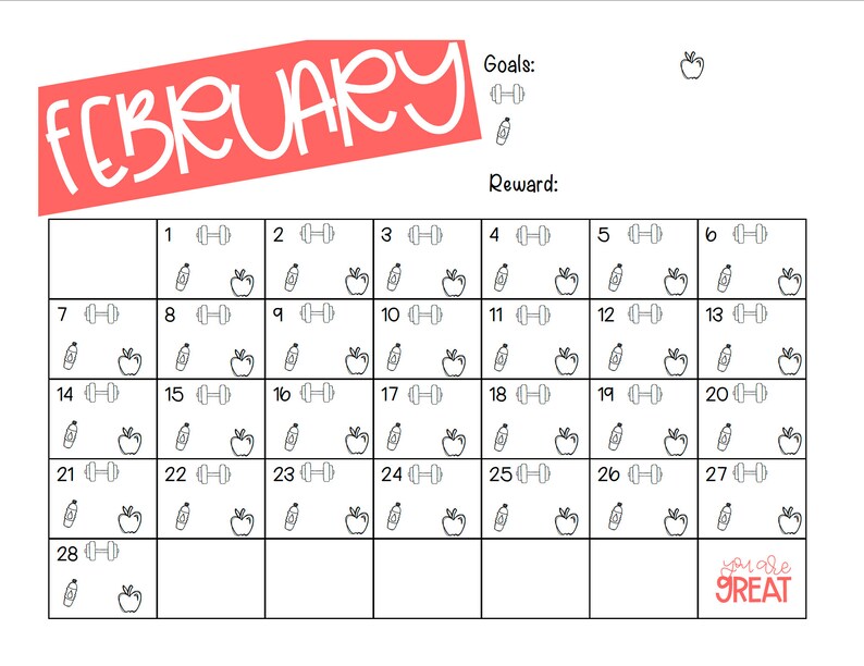 Healthy Habits Goal Calendar - Etsy