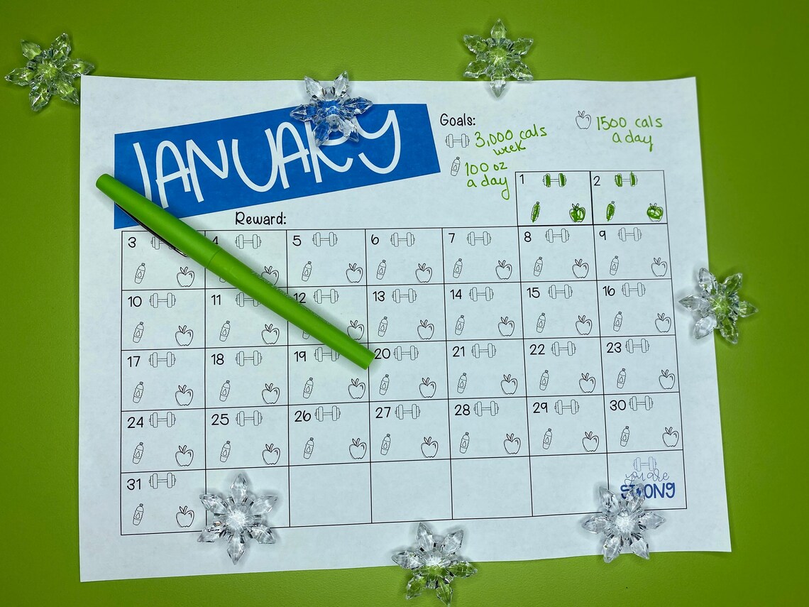 Healthy Habits Goal Calendar - Etsy