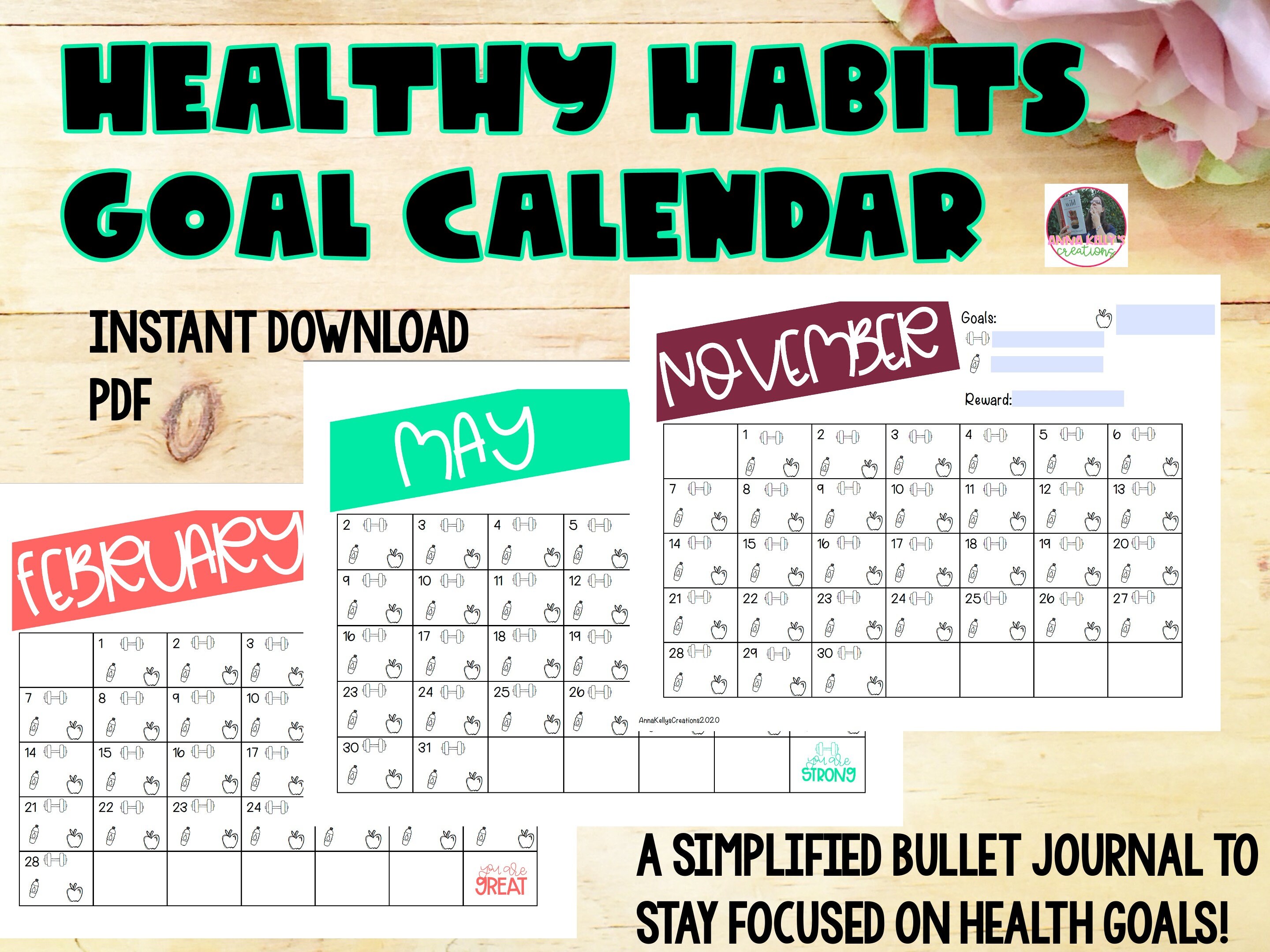 Healthy Habits Goal Calendar - Etsy
