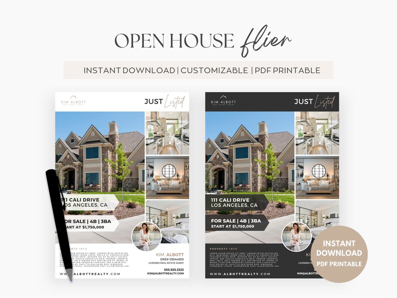 Just Listed Flyer | Real Estate Property Flyers | Digital Downloadable ...