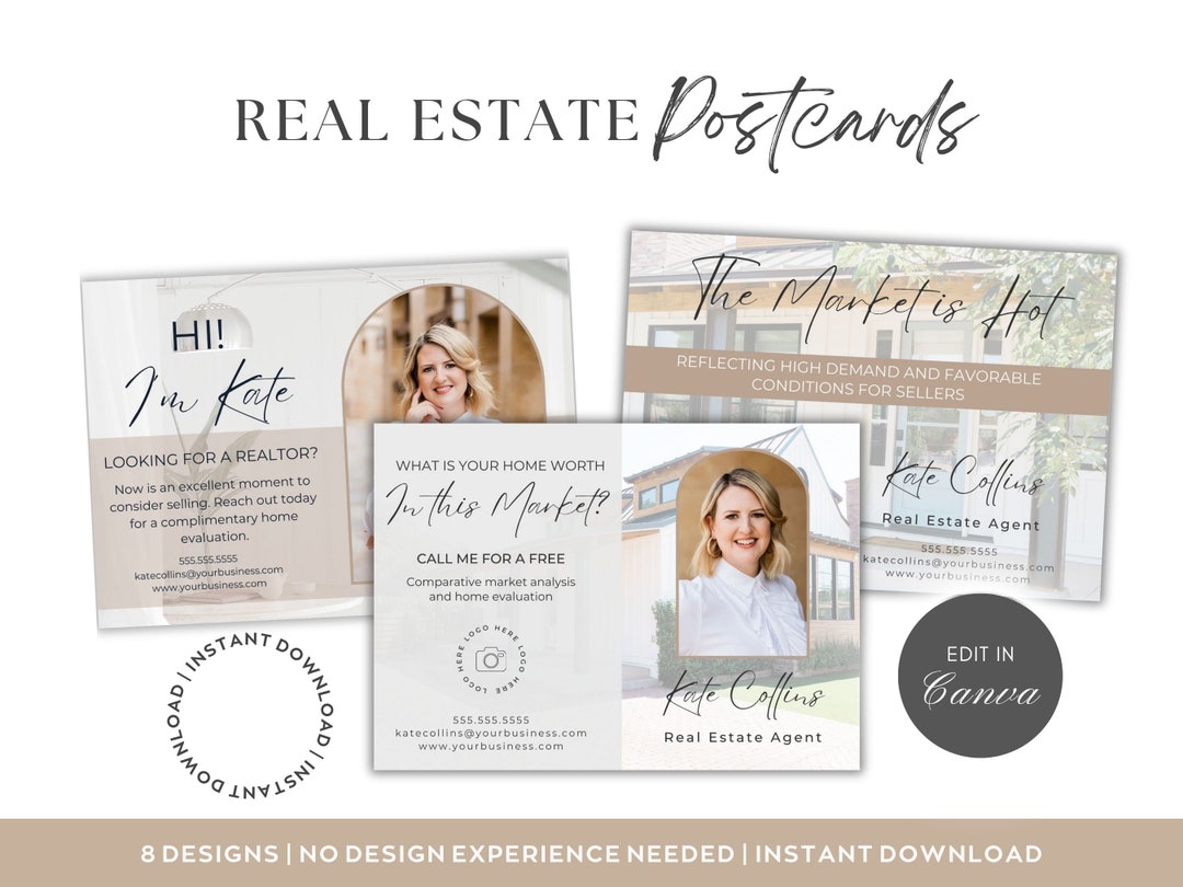 Real Estate Postcards Canva Template | Neutral Realtor Marketing ...