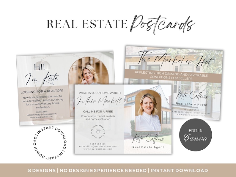 Real Estate Postcards | Canva Template | Real Estate Farming | Real ...