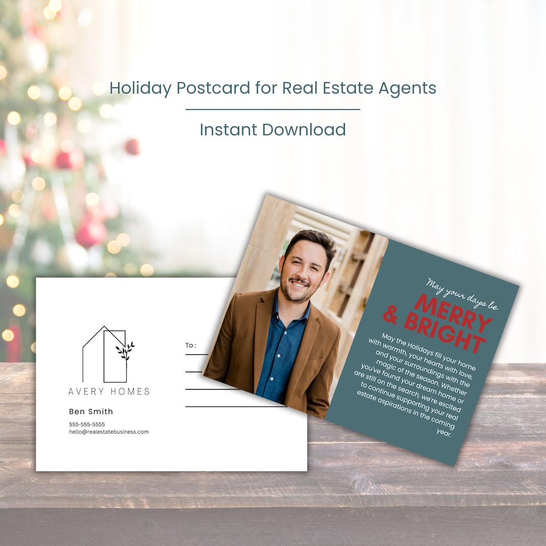 Holiday Postcard for Real Estate Agent realtor Christmas Card - Etsy
