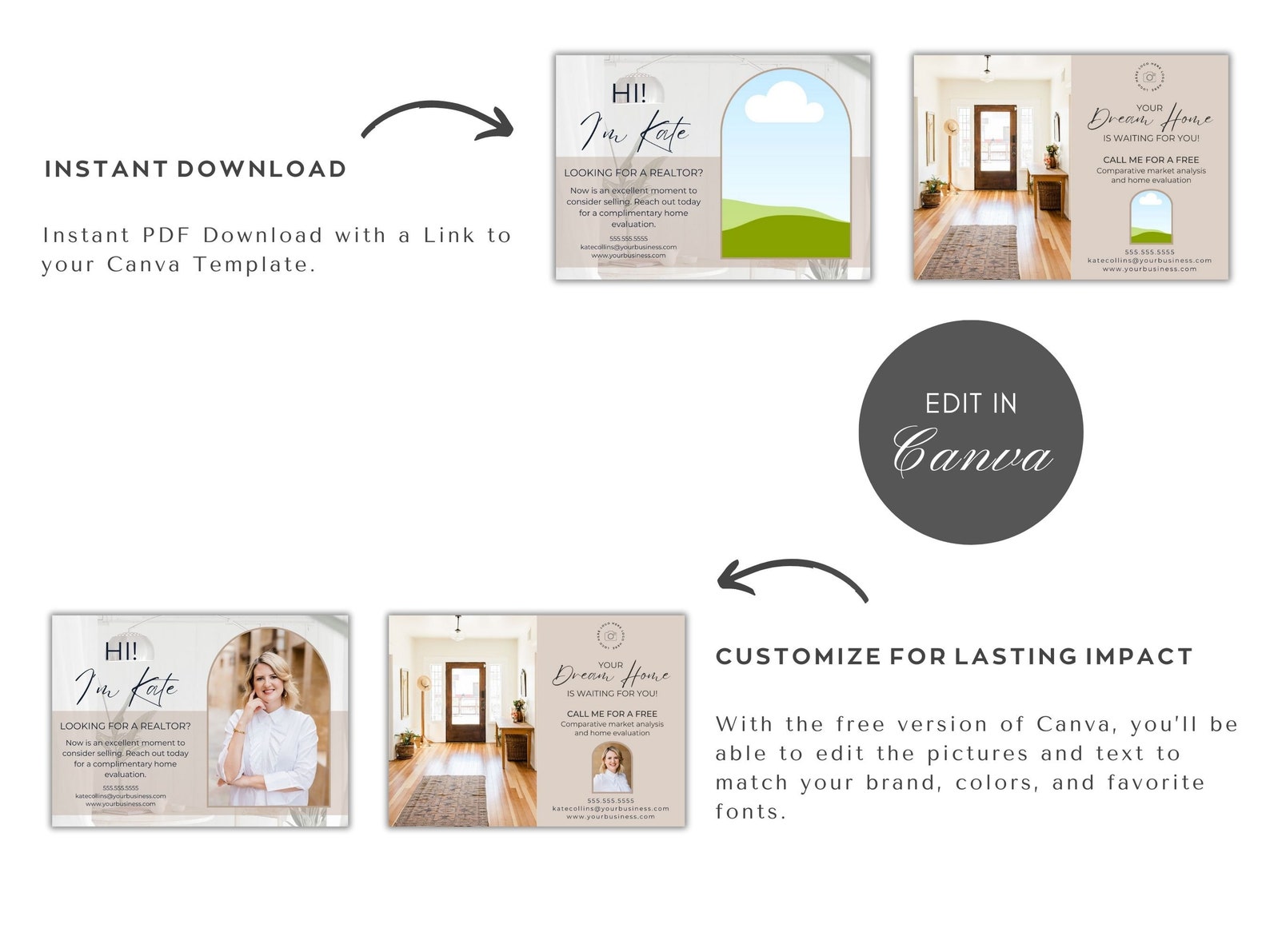 Real Estate Postcards | Canva Template | Real Estate Farming | Real ...