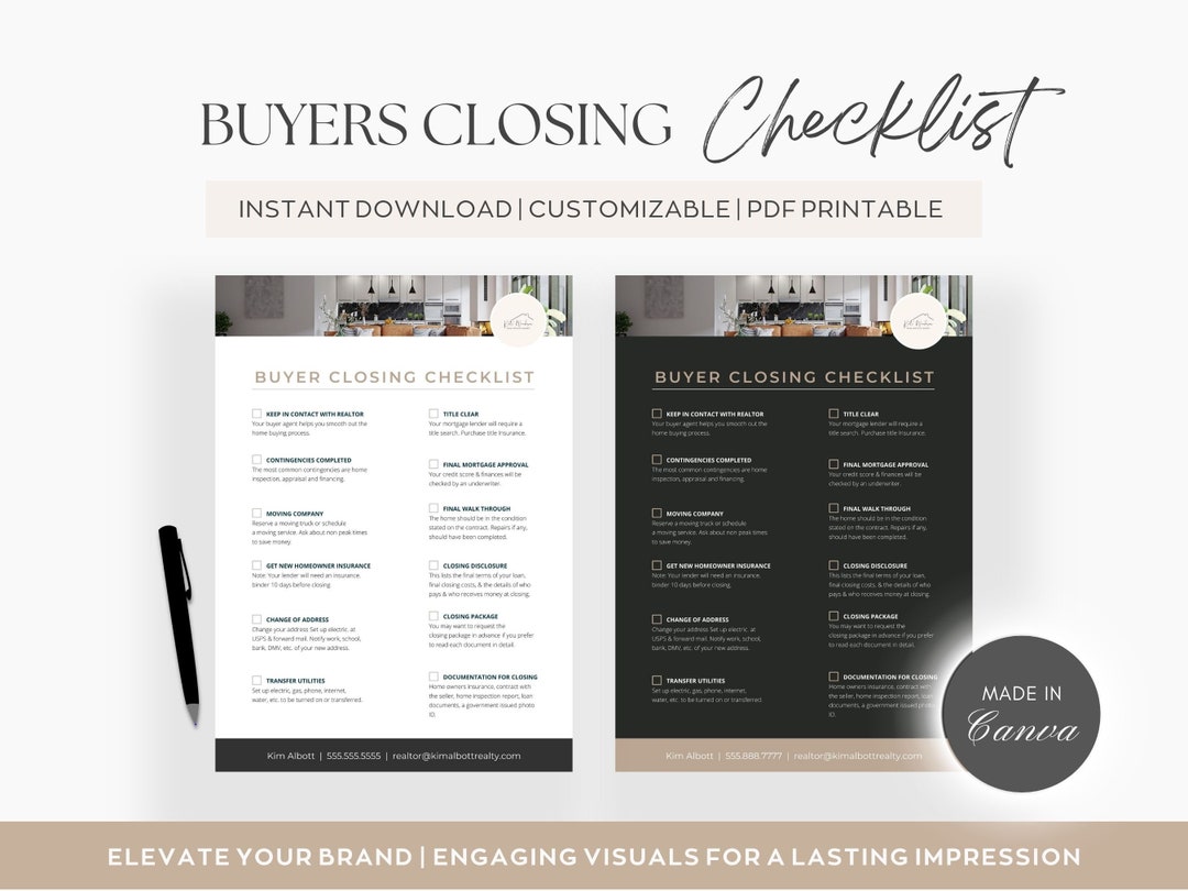 Real Estate Closing Checklist | Closing Flyer | Canva Template ...